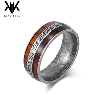 复古北欧凯尔特镶嵌木戒指