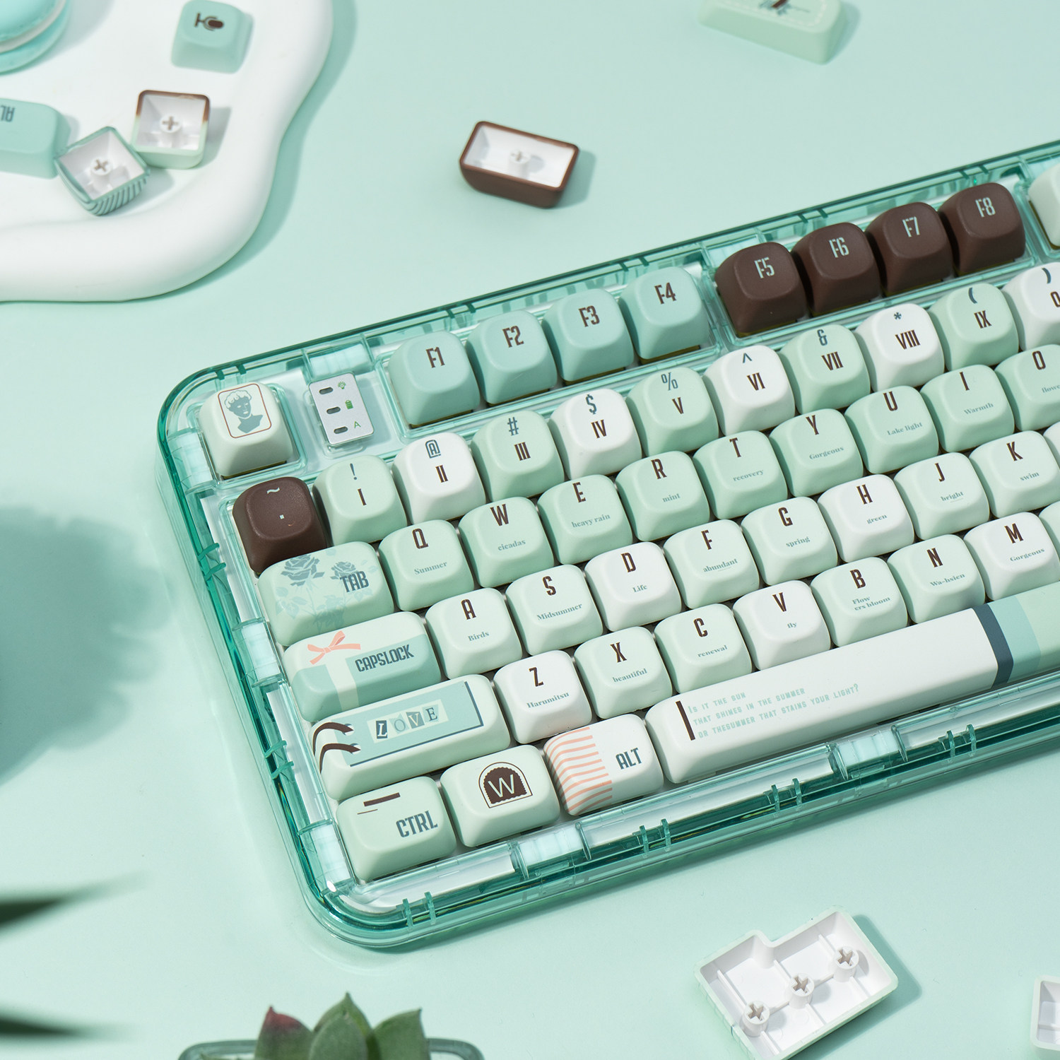 薄荷曼波键帽SOA高度PBT材质五面热升华原创客制化机械键盘键帽