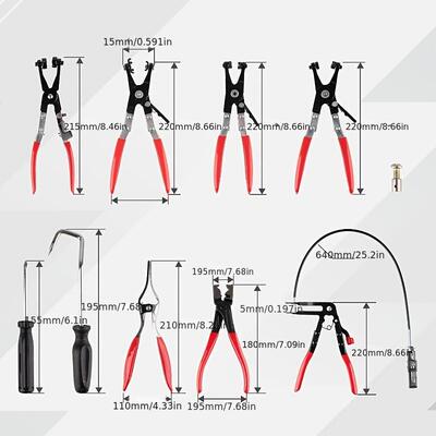 9件套汽车LJR束扣水管卡箍钳线式直型工喉式管束钳油管卡管钳子具