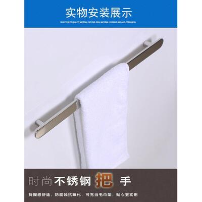 加厚加宽04不锈钢方管面拉手淋浴房璃移PNA门横装把玻手单机械扶3