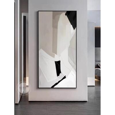 极简黑白灰玄关装饰LYYH-114画抽象肌道壁画现简约入门户进走廊过
