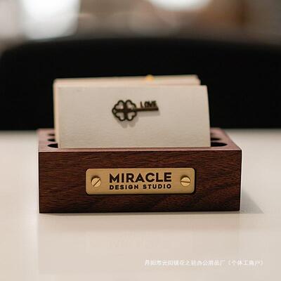 实木名盒架前台名片卡架座桌面名片片片收DB-MPH00纳盒摆台名片展