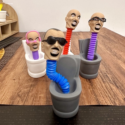 儿童新年解压玩具马桶人捏捏乐skbd toilet伸缩管减压神器发泄球