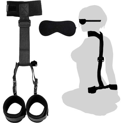 Sex Toys Couples Bondage Restraints Set Neck to Wrist Bed