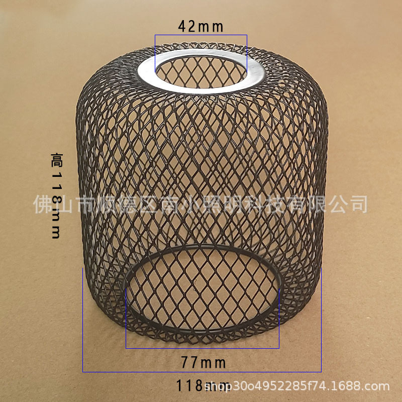 跨境专供圆柱形网罩镂空灯罩e27直筒铁艺壁灯灯罩腰鼓网形灯罩壳
