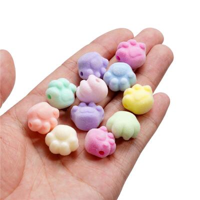 饰品配件可爱植绒猫爪珠子手机链串珠材料手链散珠