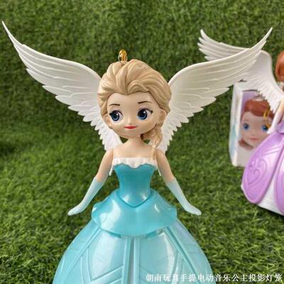速发圣孩手提花灯天灯冰雪闪主音乐公光充电旋转投影使笼