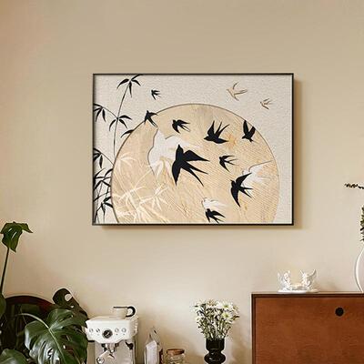 中古风电表箱装饰画复壁古客厅餐电厅闸箱遮RUZ挡画客厅电源开关