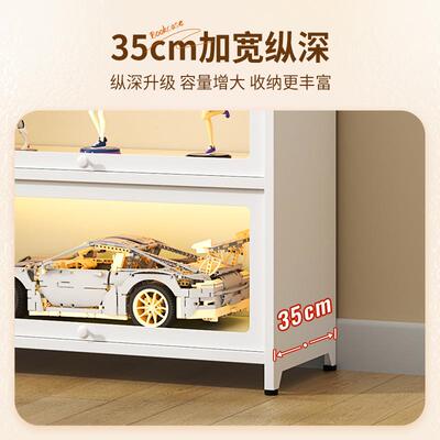 用钢制书柜带门玻璃展示柜童防尘书架铁家艺铁置儿物LQS架皮柜子