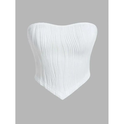 Irregular thread sexy flat top for women不规则螺纹平口上衣女