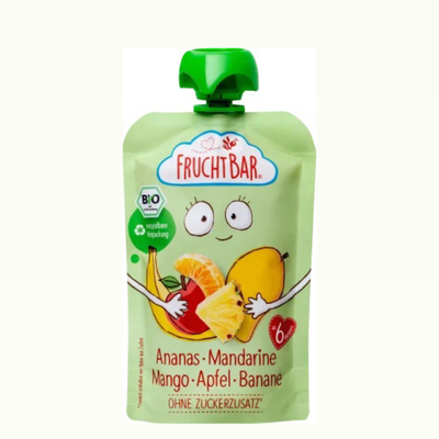 德国代购【满300包邮】fruchtbar6个月+有机菠萝柑橘芒果香蕉果泥