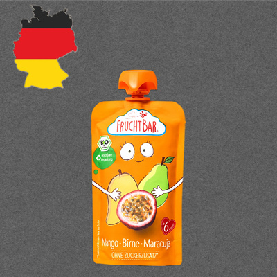 德国代购满300包邮fruchtbar福乐蓓6个月+有机芒果百香果梨果泥