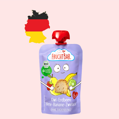 德国代购【满300包邮】fruchtbar6个月+有机水果面包干果泥100g