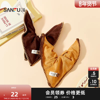 三福琥珀方巾发圈单个 复古文艺淑女发饰配饰头饰发束849975