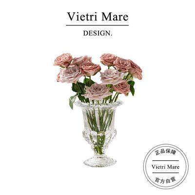 Vietri Mare花瓶玻璃法式防风灯装饰品高脚摆件覆古餐桌花插丨切