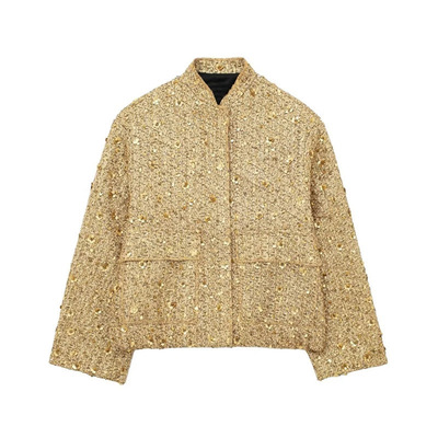 优雅闪闪立领亮片外套 sparkling stand up collar sequin jacket