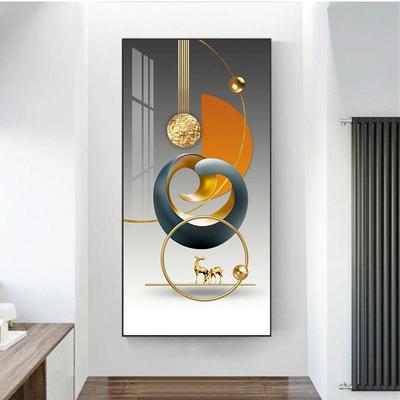 几何轻奢入户QNZ玄进关装画饰门客厅走过道挂画廊现代简约竖版墙