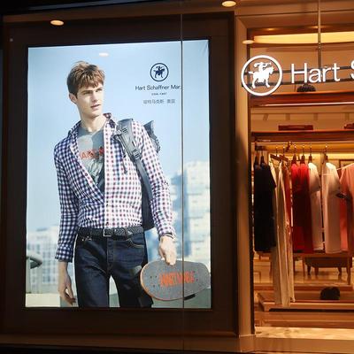 V软膜LED灯箱挂墙式卡布拉膜无边天花超薄led框U机广告UAE手牌