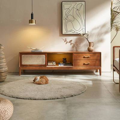 实藤编电木视柜日式小11客厅户型地柜简物约民宿创意藤编储柜收纳