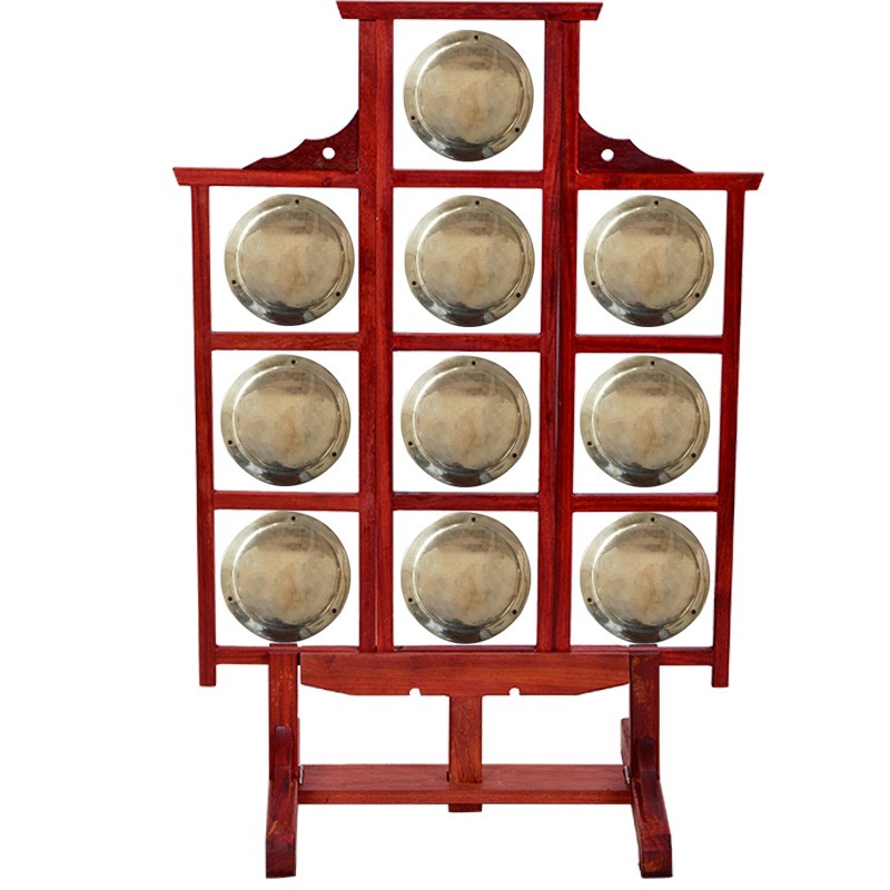 乐团打击乐专g业10音云锣带滑轮落地桌放手持两用红木锣架订制音
