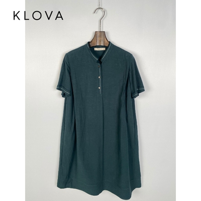 柯罗芭夏季墨绿色A型时尚连衣裙LW5926￥2990