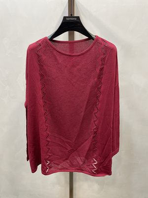 柯罗芭春秋专柜同款深红色织带圆领毛衫  ZT5001G ￥2390