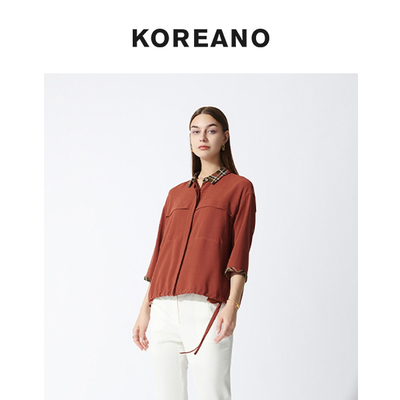 柯利亚诺夏季专柜同款橘红拼接衬衫  CW0061(UNL)A ￥2880