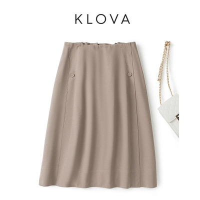 柯罗芭春秋专柜同款灰驼色复古休闲半裙  QW3584 ￥2590