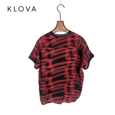 柯罗芭夏季专柜同款黑红花圆领衬衫  CW7978 ￥2590