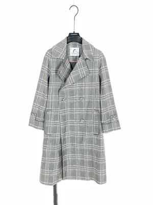 柯利亚诺春秋专柜同款灰白格A型长款风衣  FW5972 ￥6800