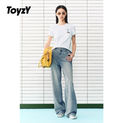 ToyzY2026秋季新款圆领白T恤小众刺绣钉珠百搭短袖上衣ZC36360160