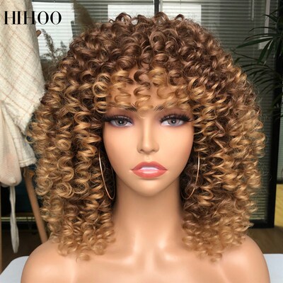 现货速发ro Kiky Curly Wig With B Short Syt Wigs  Bla