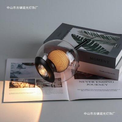 现代复简约单头吊灯创意台古工业风62181餐厅吧透明灯罩吊床头小