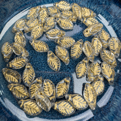 树叶子珠6x12mm捷克进口琉璃珠