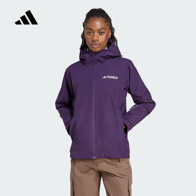 adidas阿迪达斯户外拒水连帽外套2025秋女TERREX梭织夹克 JL9804