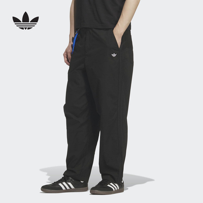 adidas阿迪达斯三叶草黑色简约运动裤2026夏男梭织长裤 KT3043
