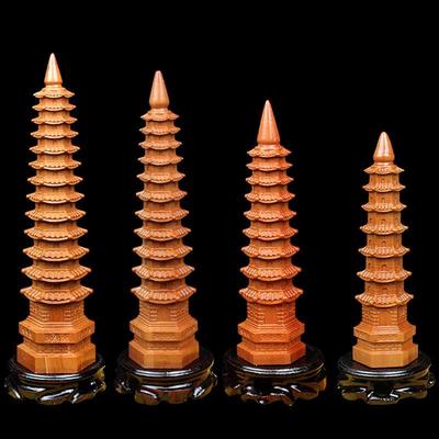 桃木文昌塔九层实木圆雕木质摆件木雕工艺品摆件