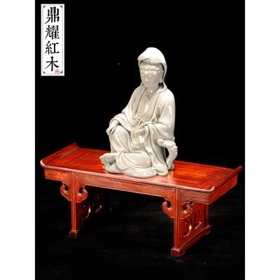 微型家具翘头抽底屉琴桌条案翅木长方鸡形雕花座小神台OOF供桌工