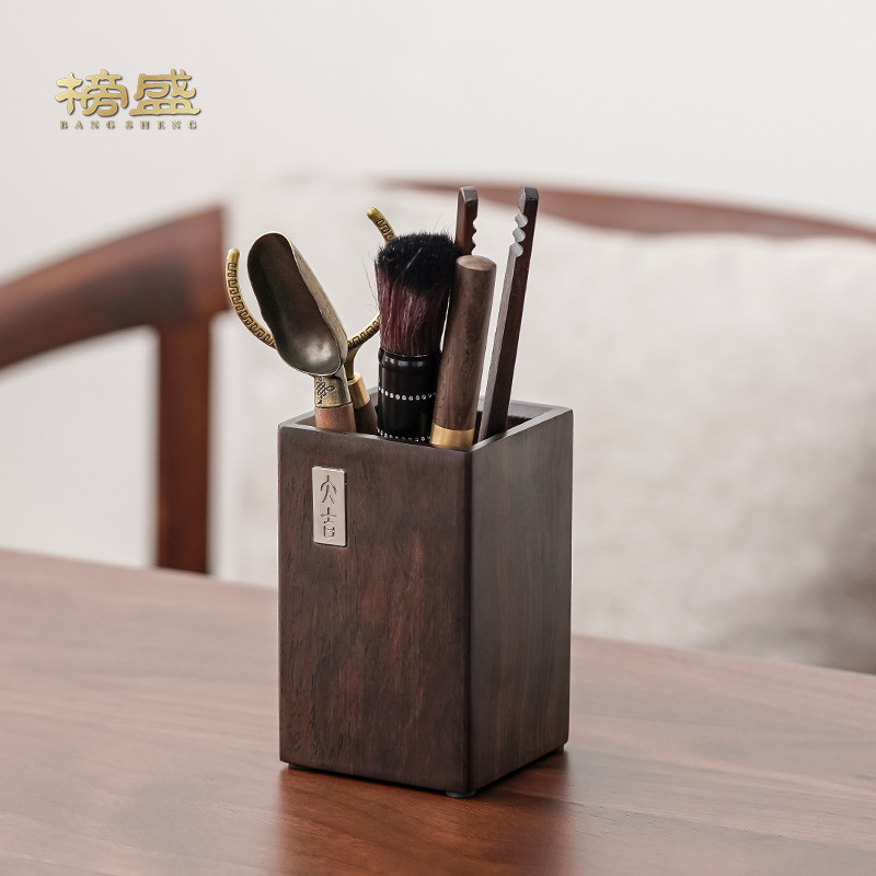 榜盛黑檀木茶道六君子套装实木功夫茶具配件茶夹茶针高档泡茶工具