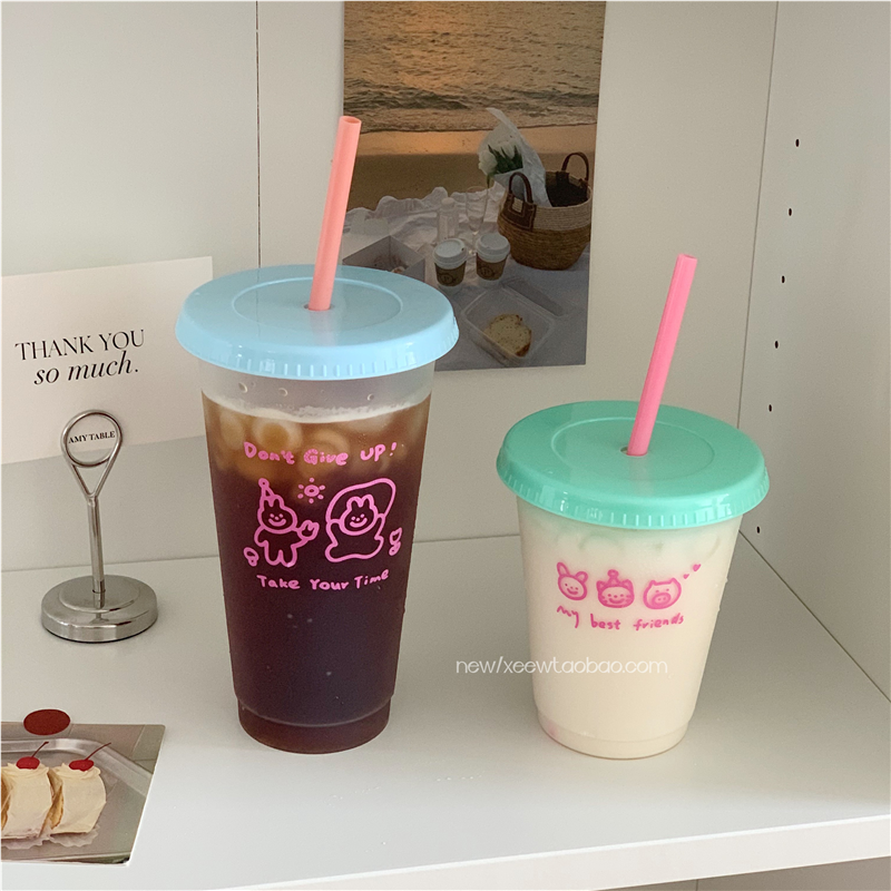 每天都要喝水!夏日大容量水杯随手杯女塑料吸管杯随身便携咖啡杯