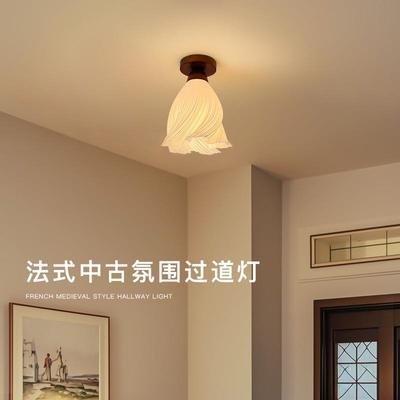 灯中古顶灯胡桃入户胡桃油木法式过灯道护吸顶灯奶82280民宿古浪