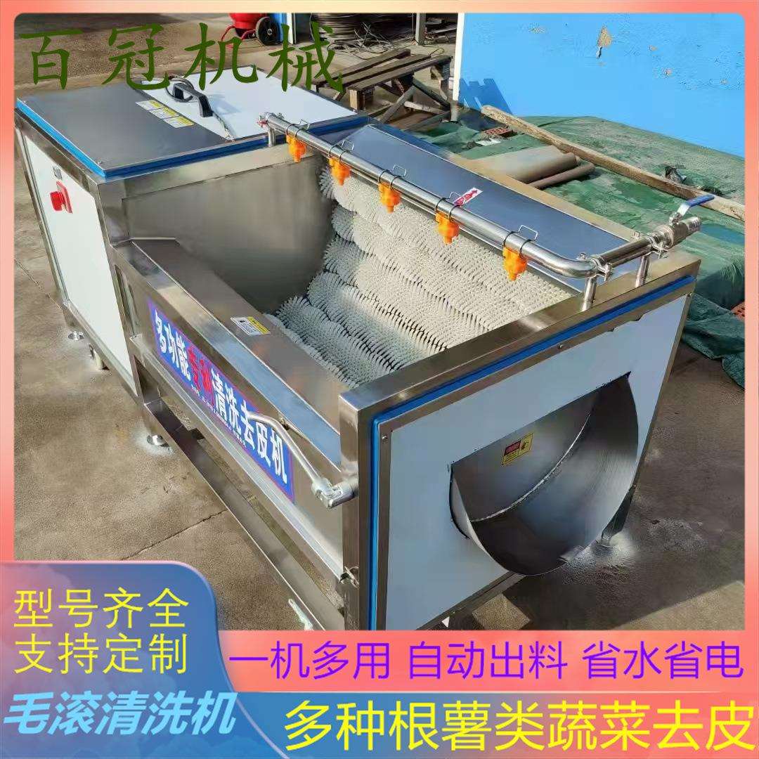 洋葱清洗去皮机威海生蚝清洗机毛辊清洗机根茎类土豆去皮清洗设备