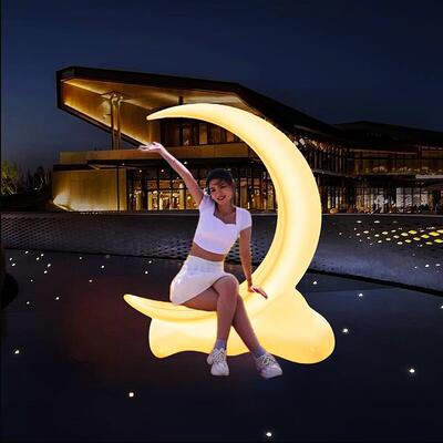 网红户月灯MLS户外亮落弯月灯美陈道具造景月地牙外庭院花园景观