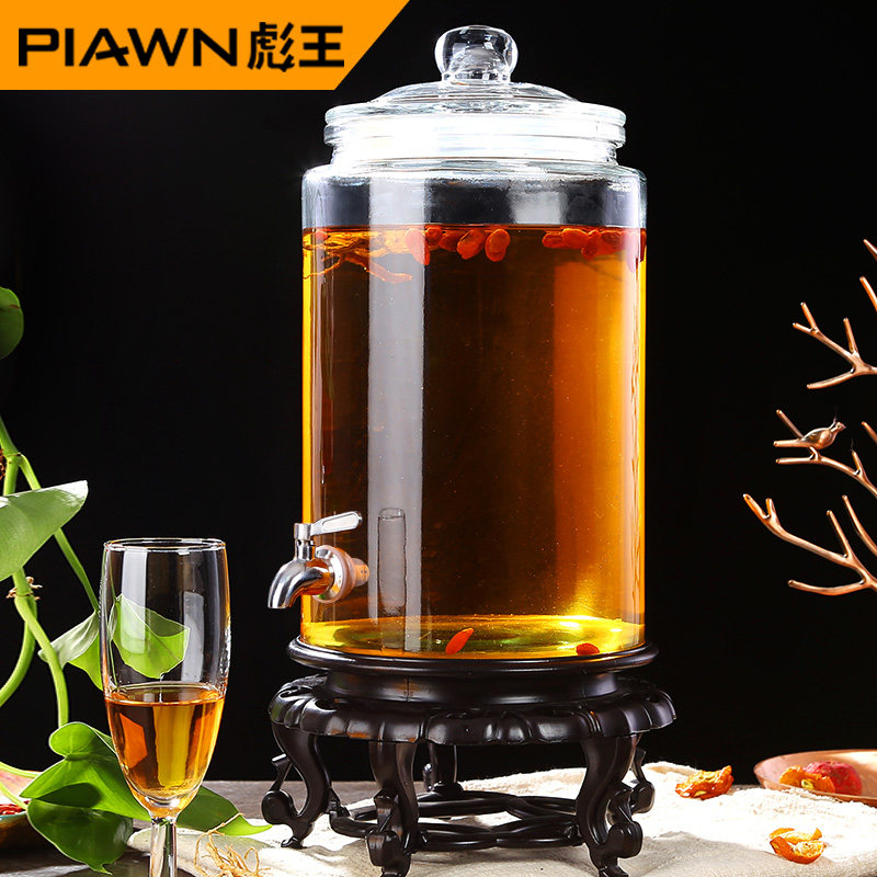 彪王泡酒玻e璃瓶带龙头泡酒罐玻璃酿酒瓶酒坛子酒桶光面玻璃瓶家