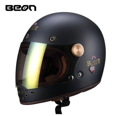 BEON摩托车骑行头盔复古全盔男女四季通用碳纤维机车赛车冬季BR50