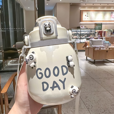 保温杯大容量大肚杯女2023新款316不锈钢水O杯子儿童上学专用吸管