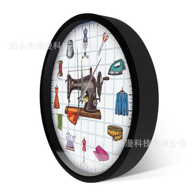 店金线属外壳挂缝车针裁缝题材主题墙钟钟家居装BKG饰时尚彩色时