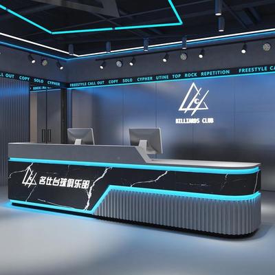 台球室不锈钢银轻奢厅高级感前台咖啡厅吧台洛曼姝收前台高台级感