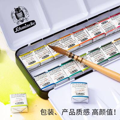 史明克固体水彩你颜料大师级珠学半院级12色24光SQR色迷复古全块