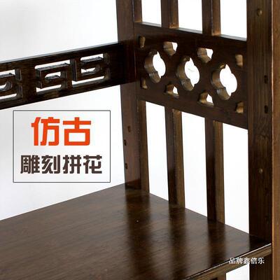 楠竹可动书架移带架万滑轮置物胡桃木色仿古学生书柜落fgk60225地